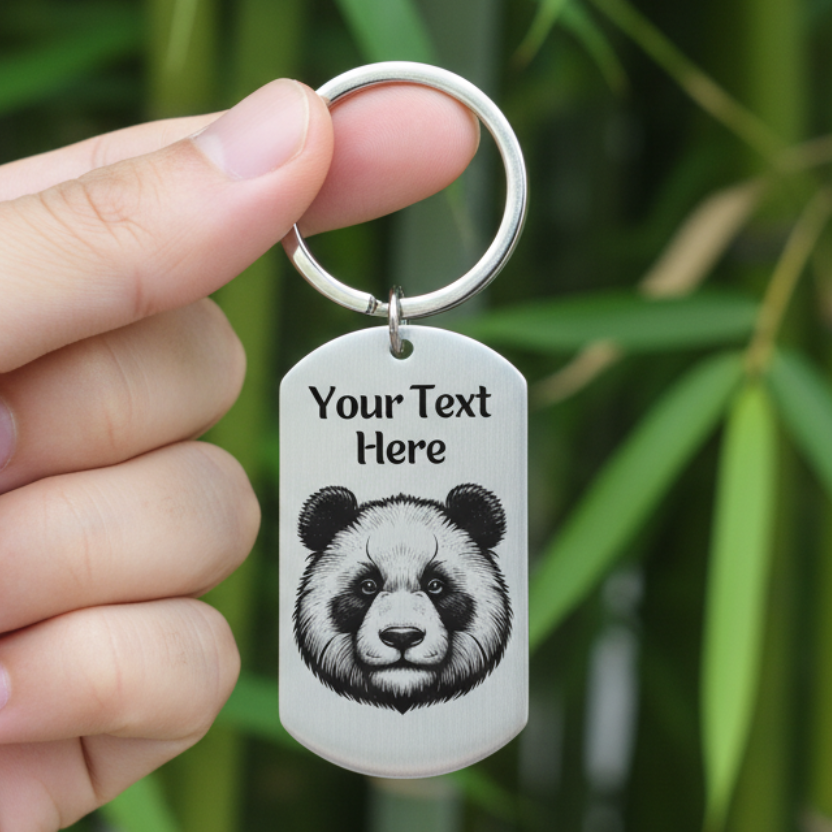 Personalised Panda Keyring – Cute Panda Design with Custom Text ...